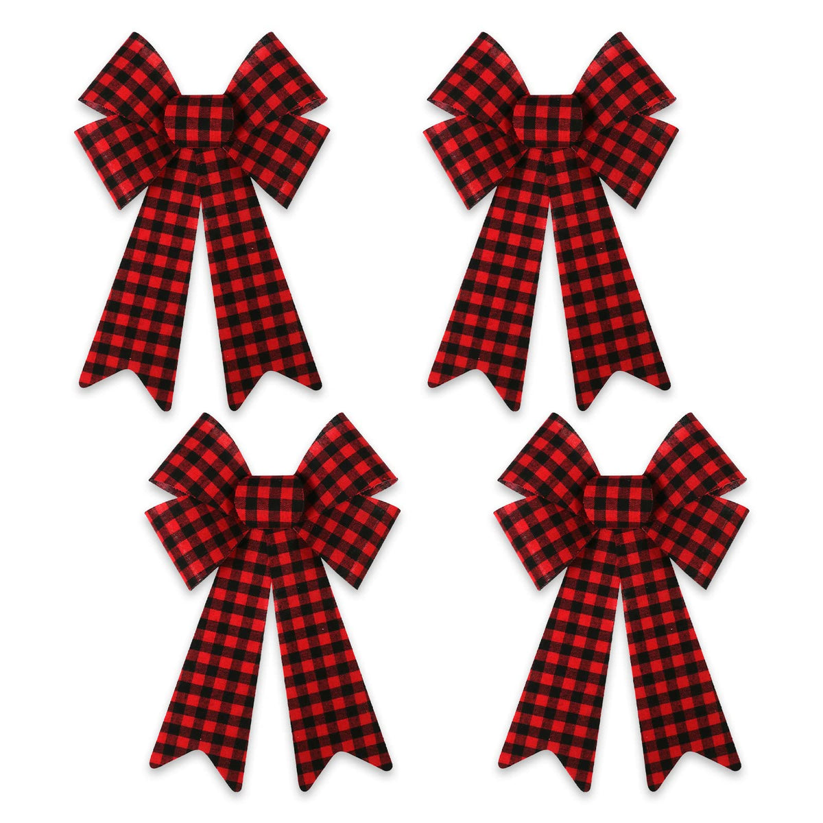 Buffalo Plaid Checkered Bows for Christmas & Holiday Decorations, 9" x ...