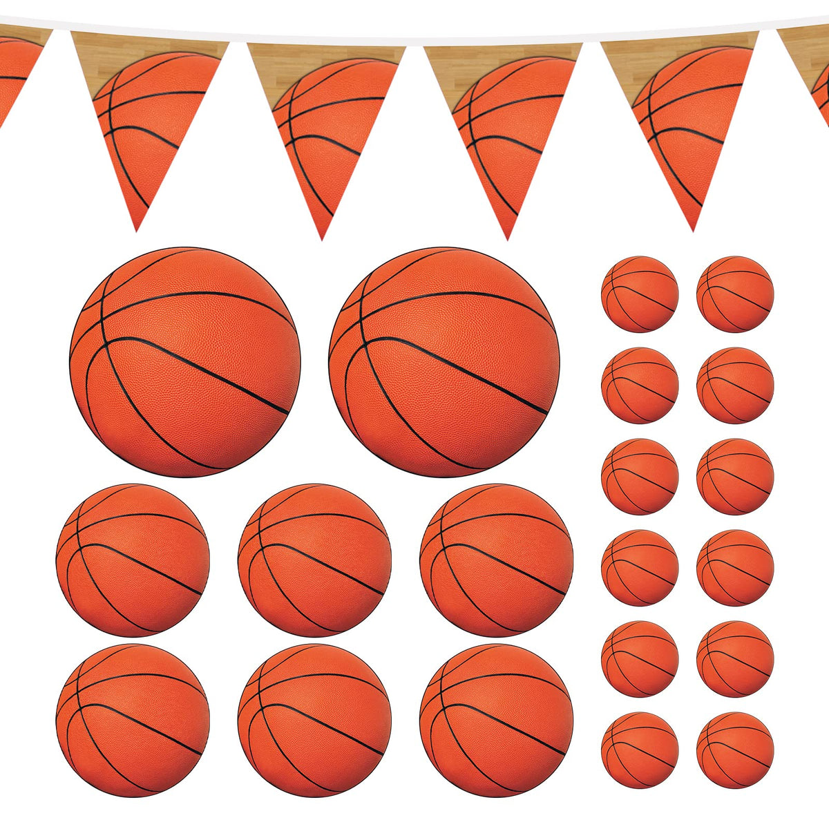 Basketball Party Pennant Banner and Assorted Shaped Coutouts Set – Home ...