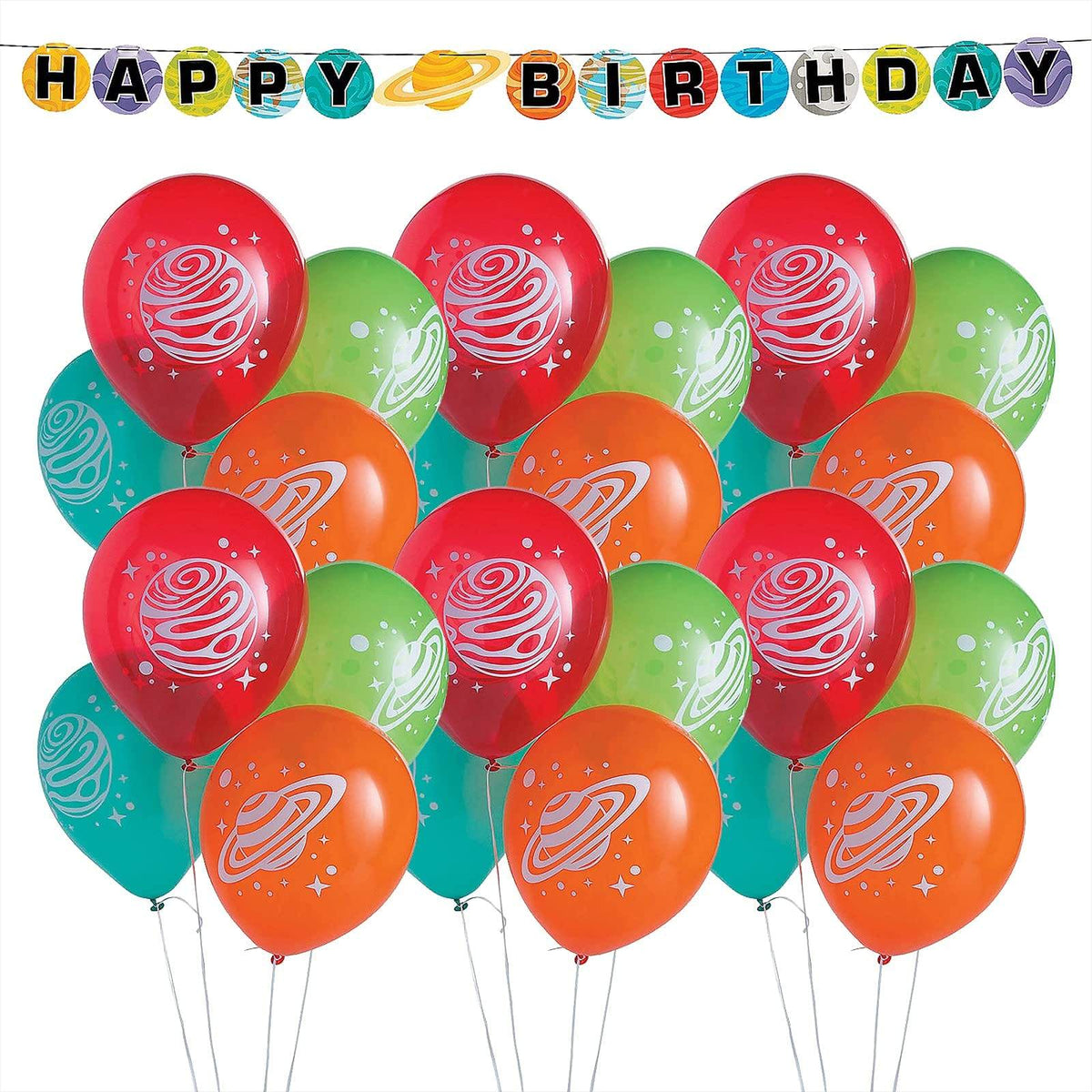 Space Birthday Party Pennant Banner and Latex Balloon Decorations ...