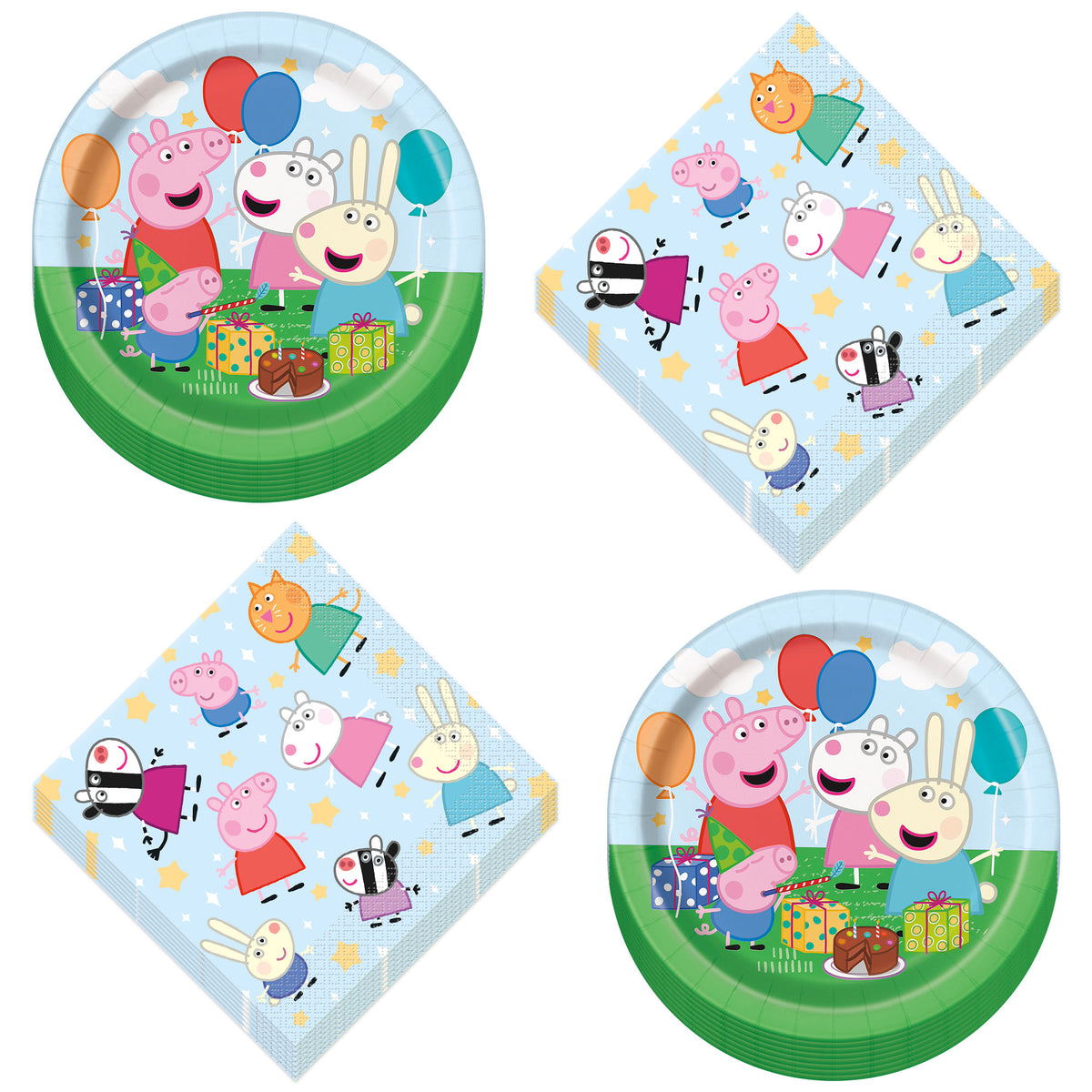 Peppa Pig Theme Birthday Party - Round Paper Dessert Plates and Lunch ...