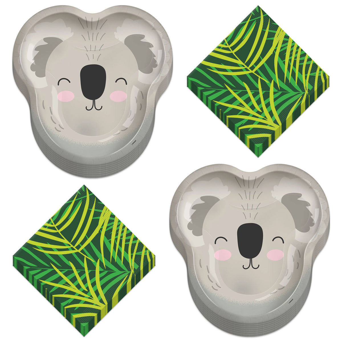 Koala Bear Shaped Paper Dinner Plates and Green Leaf Luncheon Napkins ...