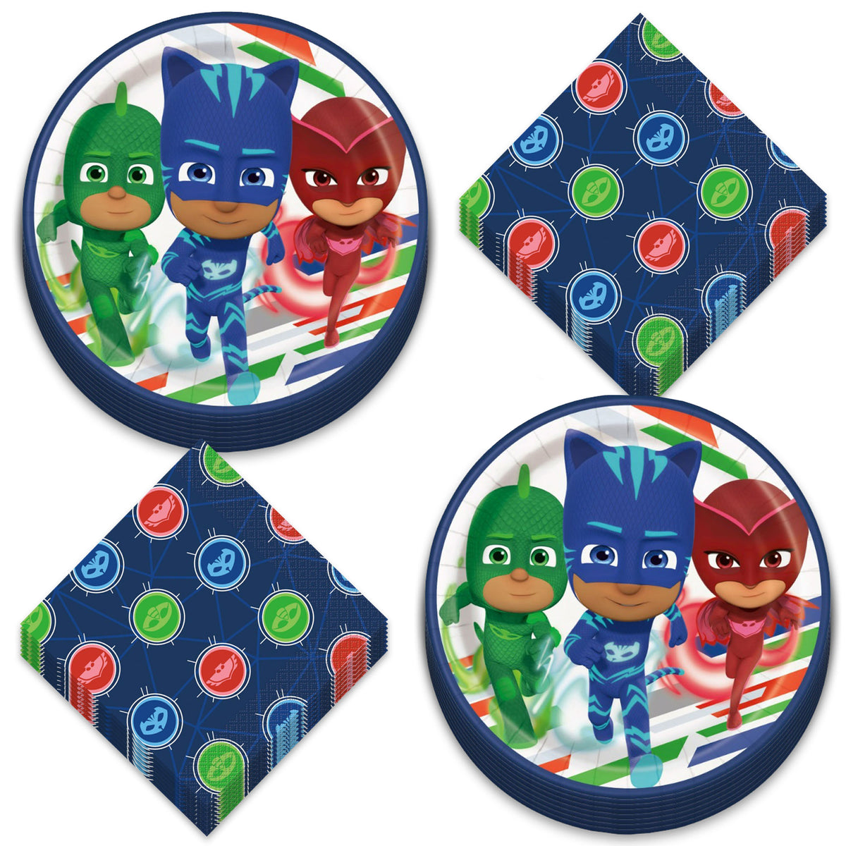 PJ Masks Theme Birthday Party Round Paper Dessert Plates and Lunch Nap ...