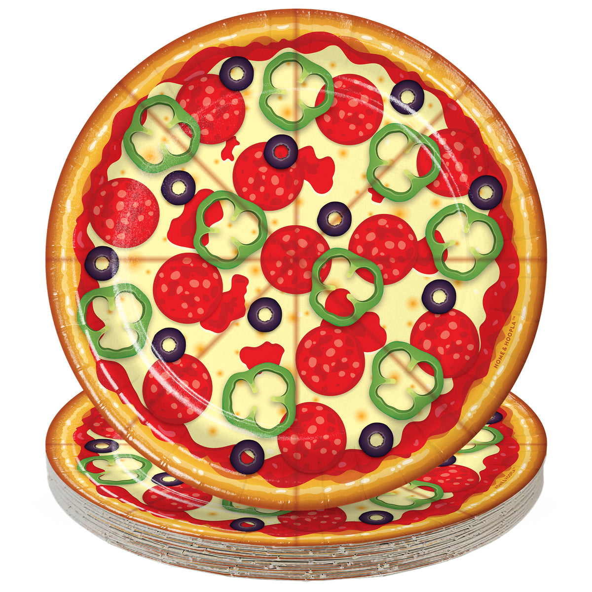 Pizza Party Supplies - Round Pizza & Toppings Paper Dessert Plates for ...