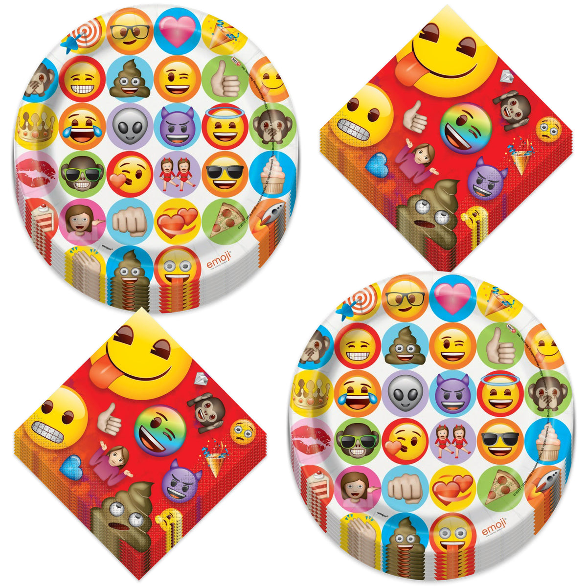 Colorful Emoji Smiley Face Round Paper Dinner Plates and Lunch Napkins ...