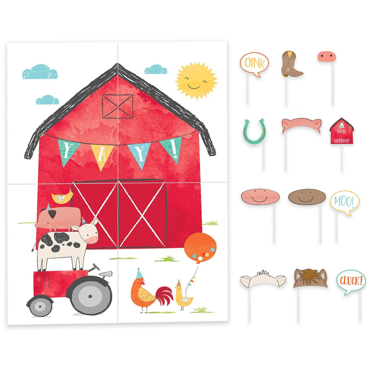 Barnyard Birthday Fun Selfie Scene Set With Props Party Accessories Ki ...