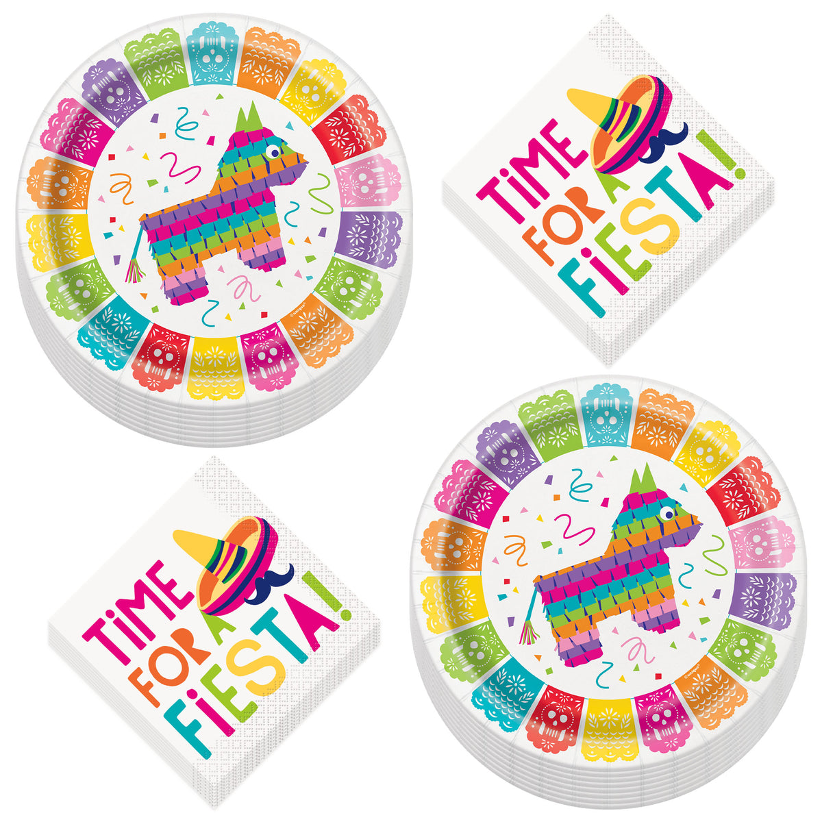 Mexican Fiesta Party Pinata Paper Dinner Plates and Fiesta Time Bevera ...