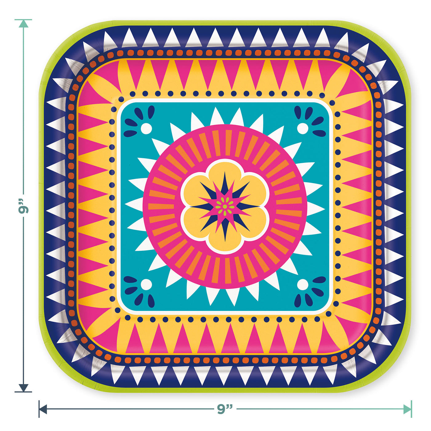 Blue Fiesta Dinner Party Pack - Mexican Fiesta Square Dinner Plates an ...